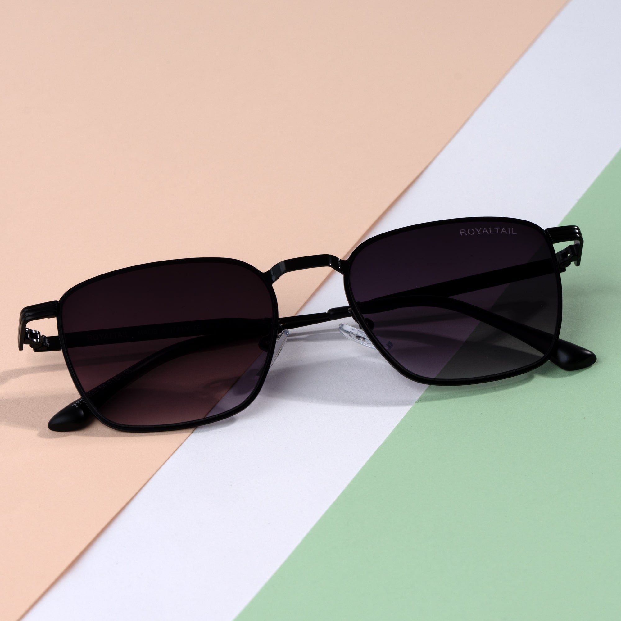 Black Metal Frame And Polycarbonate Glass Square Sunglasses For Men ...