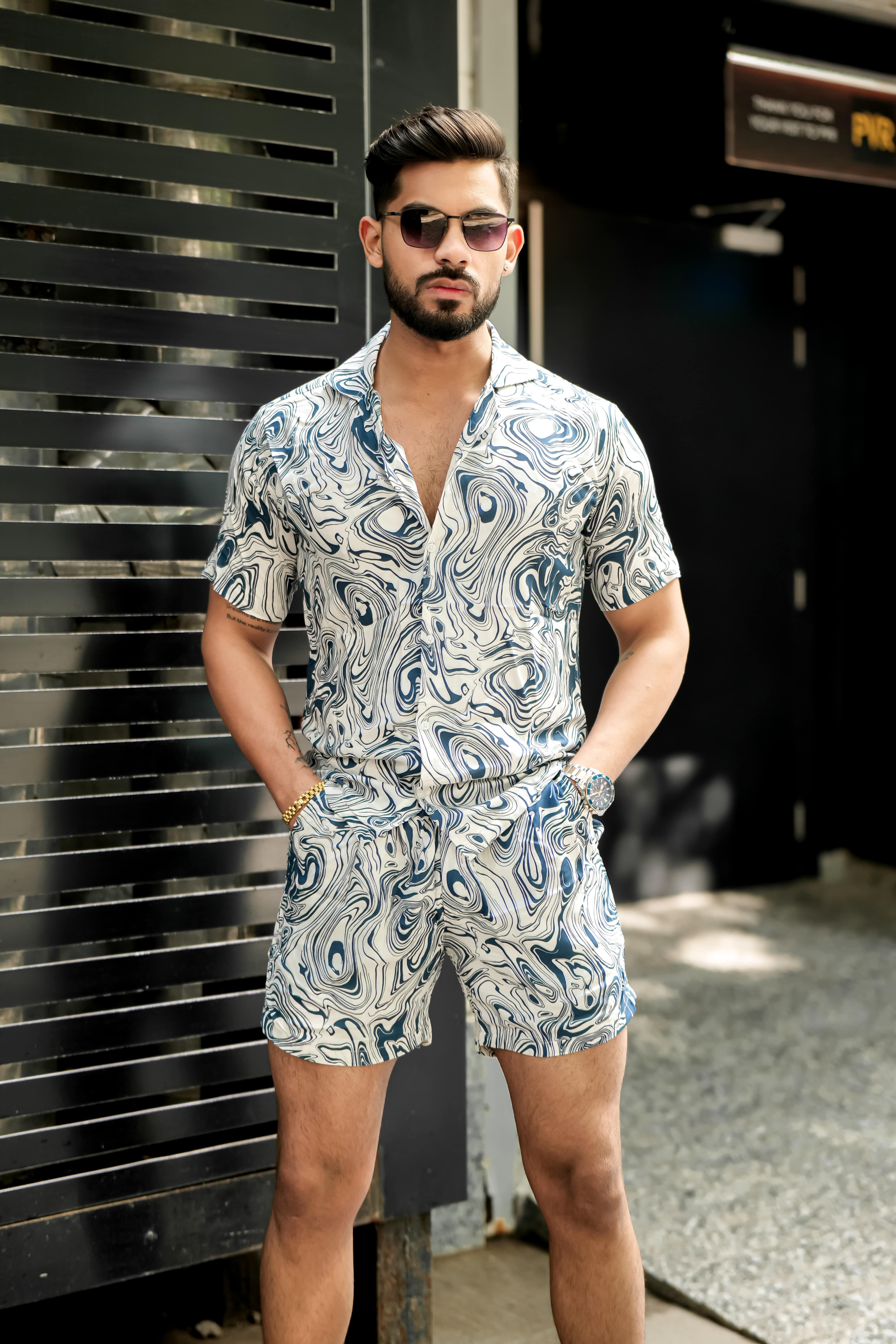 White And Blue Printed Co-Ords Set – ROYALTAIL
